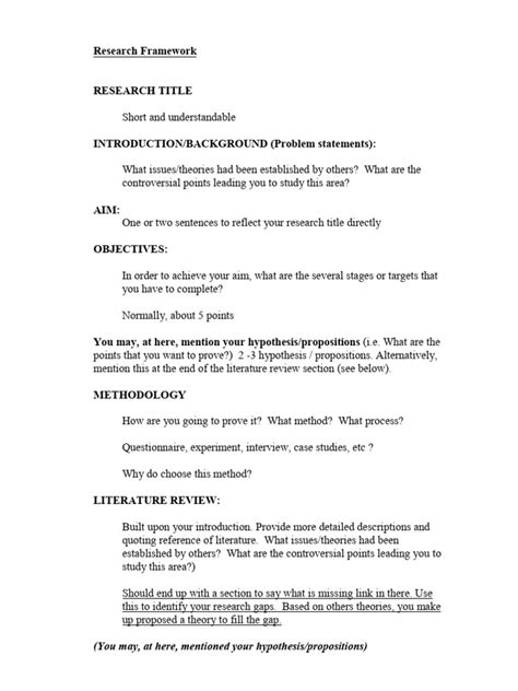 Reserch Framework Project And Dissertation Pdf