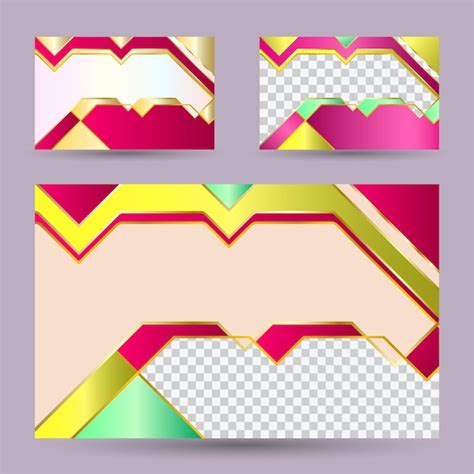 다채로운 배너 세트입니다 스트라이프 선 모양의 빨간색과 보라색 배경색 프리미엄 벡터