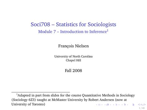 Introduction To Inference Sociologist Statistics Lecture Slides Docsity