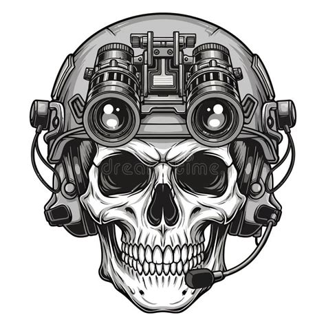 Tactical Skull With Night Vision Stock Vector Illustration Of