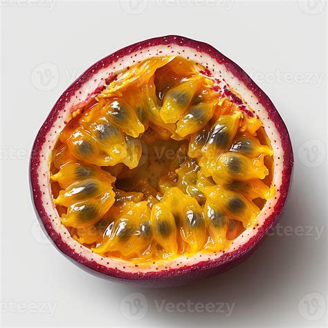 Ai Generated Passion Fruit Isolated On White Background With Shadow Purple Passion Fruit Top