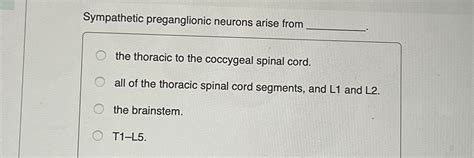 Solved Sympathetic Preganglionic Neurons Arise Fromthe
