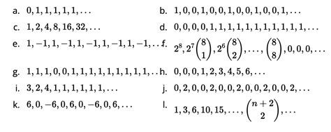 for each infinite sequence suggested below give its