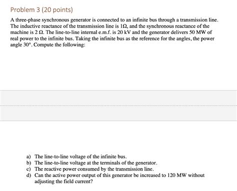 solved problem 3 20 points a three phase synchronous generator is