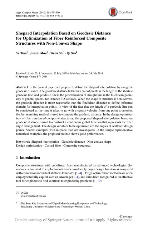 Shepard Interpolation Based On Geodesic Distance For Optimization Of
