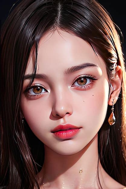 Premium Ai Image A Woman With Long Hair And Brown Eyes Anime Girl