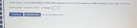 solved a buffer solution contains 0 445mnh4cl ﻿and