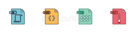 Set Js File Document Css Png E Icono Zip Vector Ilustración Del Vector