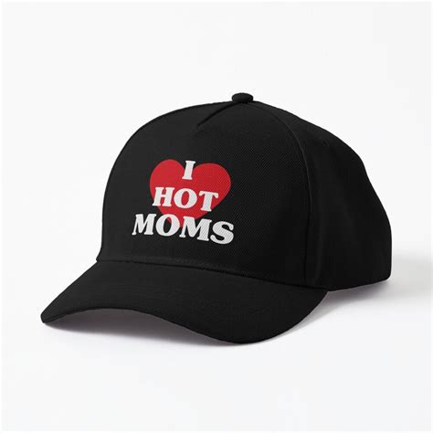 I Love Hot Moms Baseball Cap Red Heart Hot Mother Cap Baseball Cap One