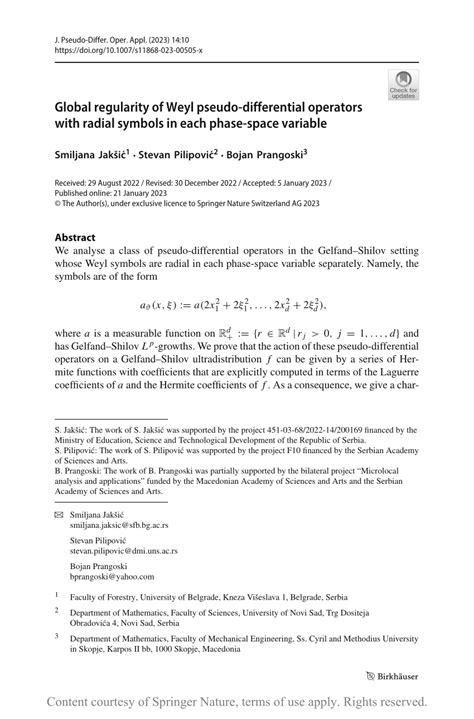 global regularity of weyl pseudo differential operators with radial