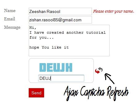Ajax Stylish Captcha And Contact Form Using JQuery And PHP Points