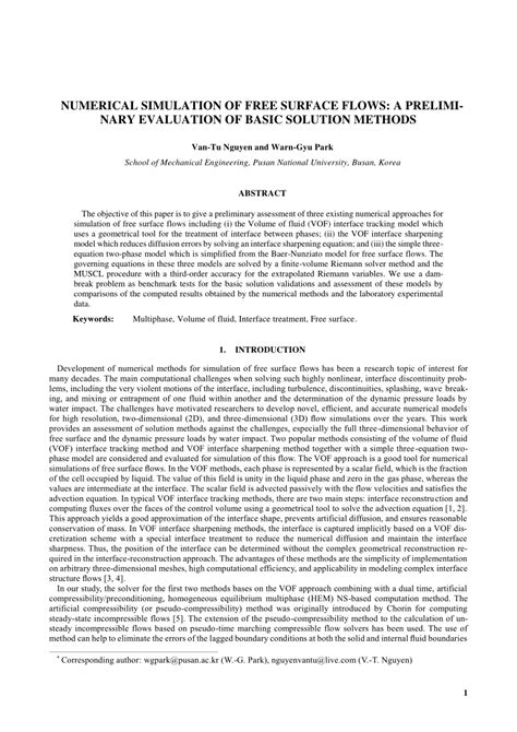 Pdf Invited Speaking Numerical Simulation Of Free Surface Flows A