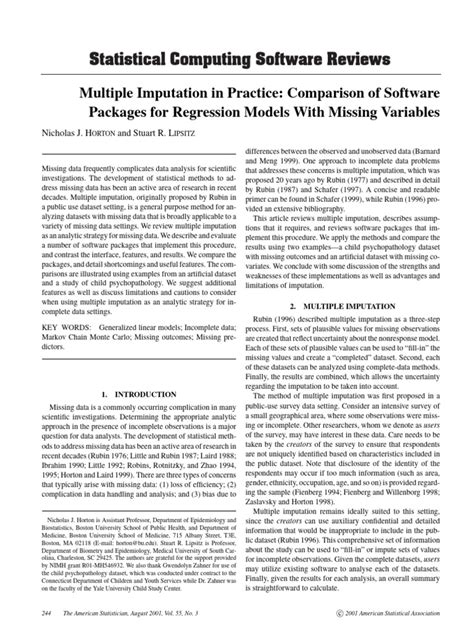 Multiple Imputation In Practice Pdf Regression Analysis Sas
