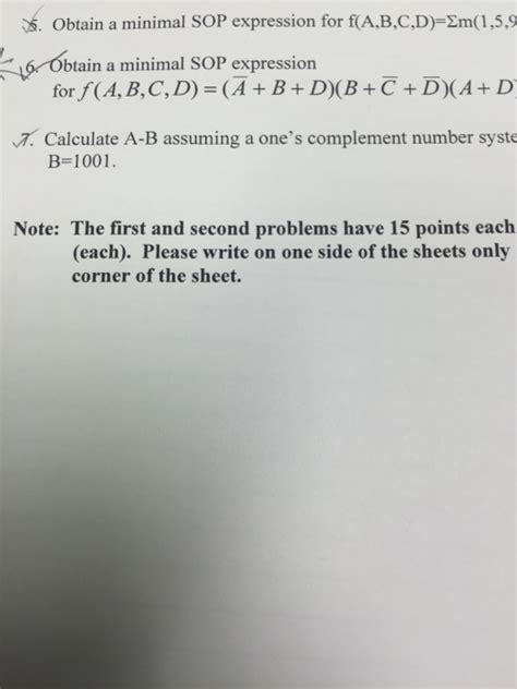 solved obtain a minimal sop expression for f a b c d sum