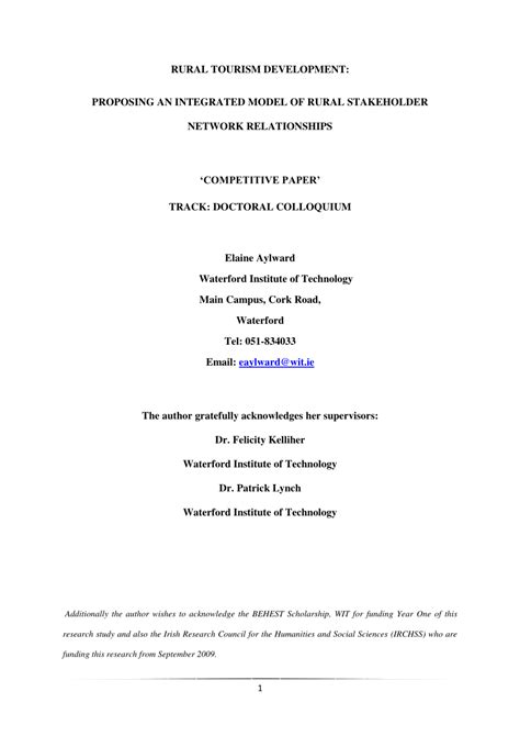 Pdf Rural Tourism Development Proposing An Integrated Model Of Rural