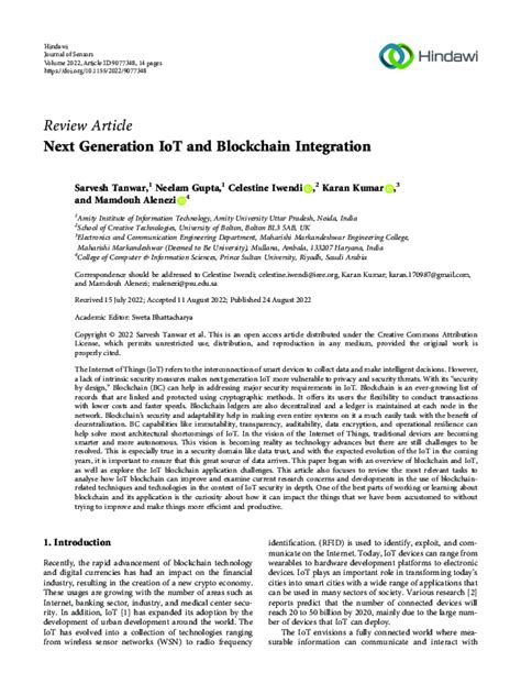 pdf next generation iot and blockchain integration