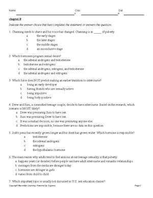 Chapter 4 Study Guide S E Chapter 4 Indicate The Answer Choice That Best Completes The