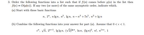 solved order the following functions into a list such that