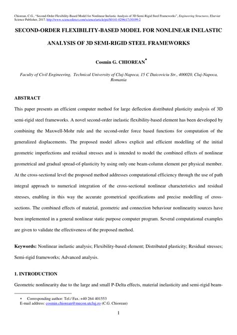 pdf second order flexibility based model for nonlinear inelastic