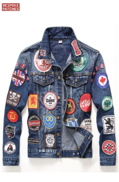 Denim Jackets With Embroidered Patches Casual Denim Outerwear With
