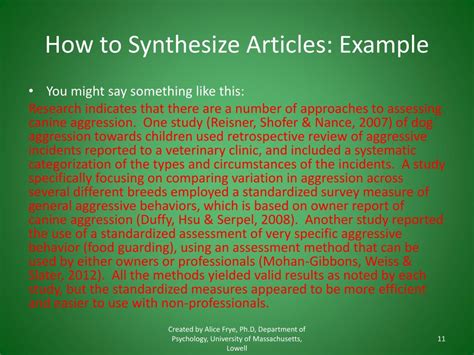 Ppt How To Synthesize Articles For A Paper Powerpoint Presentation