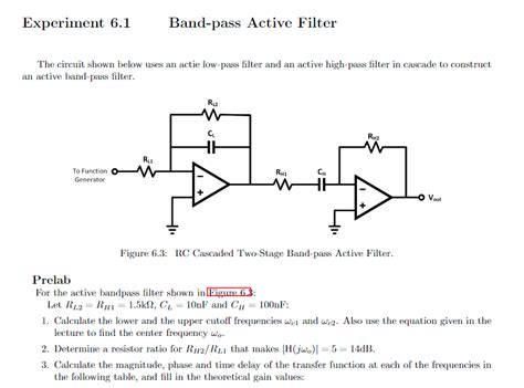 Experiment Band Pass Active Filter The Circuit Chegg
