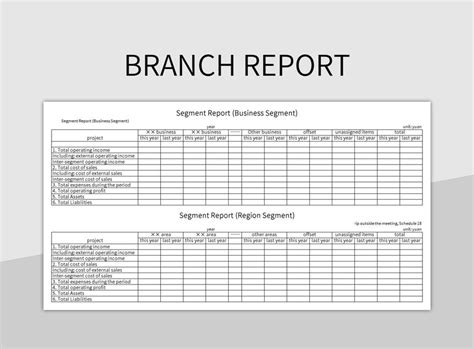 Branch Report Excel Template And Google Sheets File For Free Download Slidesdocs