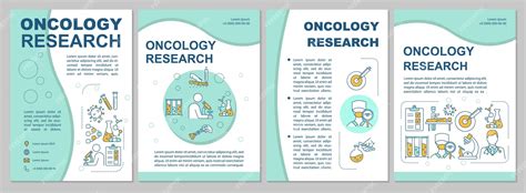 종양학 연구 브로셔 템플릿입니다 전단지 소책자 전단지 인쇄 선형 아이콘이 있는 표지 디자인 암 실험실 검사 잡지