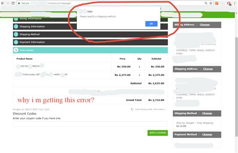 magento 1 9 onepage checkout page error free shipping error