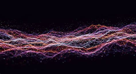 A Digital Landscape Of Interconnected Lines Forming An Abstract Undulating Wave Stock