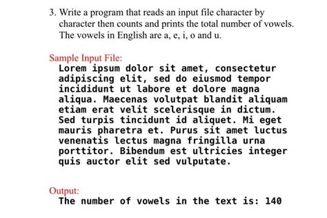 Solved 3 Write A Program That Reads An Input File Character