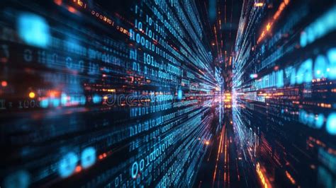 futuristic data streams with binary code in motion stock image image