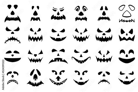 Halloweenpumpkin Face Clipart Collection Set Of Scary Face Halloween