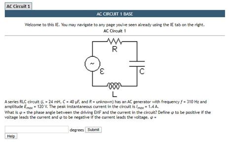 Solved AC Circuit 1 AC CIRCUIT 1 BASE Welcome To This IE Chegg Com