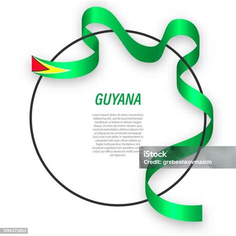 원 프레임에 가이아나의 리본 깃발을 흔들고 독립 기념일 포스터 템플릿 0명에 대한 스톡 벡터 아트 및 기타 이미지 0명 가이아나 개념 Istock