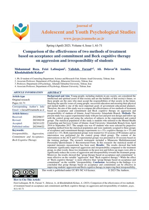 Pdf Comparison Of The Effectiveness Of Two Methods Of Treatment Based
