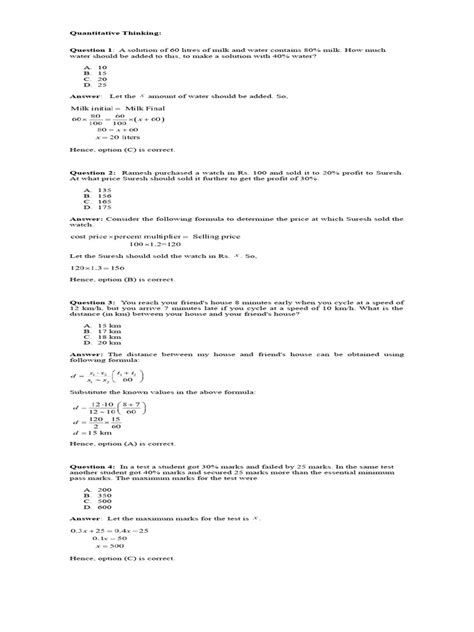 Quantitative Thinking Pdf Career And Growth Teaching Methods And Materials