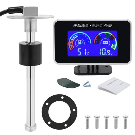 0 190ohm Fuel Float Sensor 100 500mm 2in1 Fuel Level Gauge Voltmeter