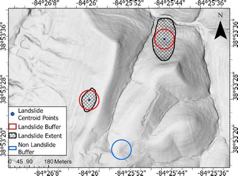 Landslide Buffers 447 M Radius Around Centroids Of Mapped Landslides