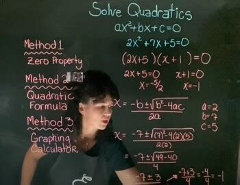Solving Quadratic Equations Links To Video Lessons Methods TPT