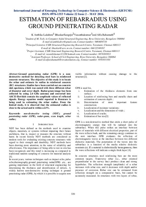 Pdf Estimation Of Rebarradius Using Ground Penetrating Radar