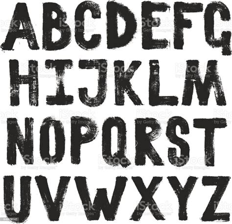 알파벳 글자의 드로잉 브러시 서 예 질감을 손 격리 된 벡터 세트 컴퓨터 글자에 대한 스톡 벡터 아트 및 기타 이미지 컴퓨터