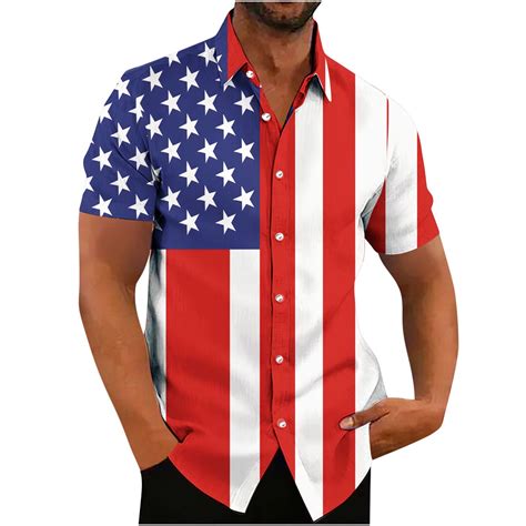 Patriotic 4th Of July Shirts For Men Vintage American Flag Print