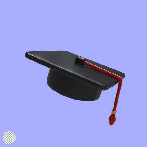 학술 졸업 모자 대학 소집 모자 3d 렌더링 격리 된 그림 프리미엄 Psd 파일