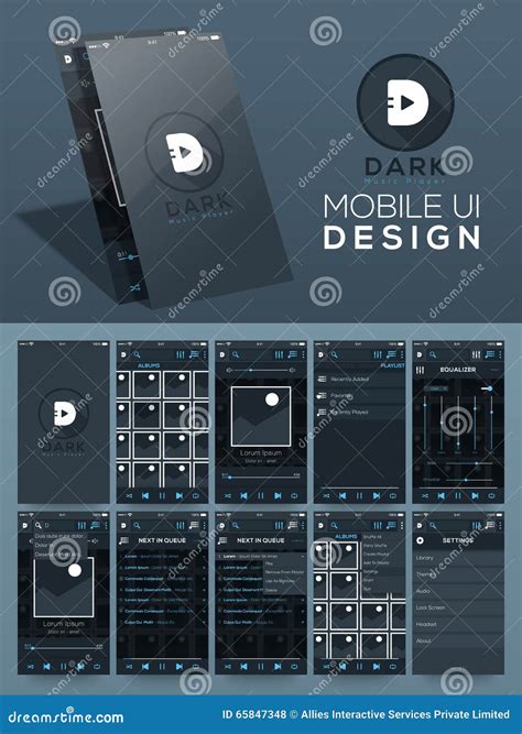 Mobile User Interface Kit Of Music Player Stock Illustration Illustration Of Management