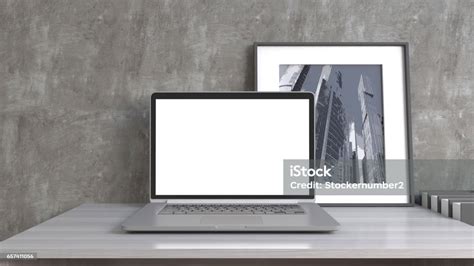 사무실 테이블에 흰색 화면으로 컴퓨터입니다 3 차원 일러스트 레이 션 형판에 대한 스톡 사진 및 기타 이미지 형판 0명 Html Istock