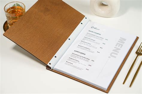 Restaurant Menu Folder Customizable Menu Cover Wood Menu Folio