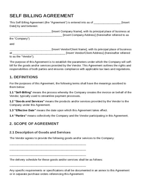 Self Billing Agreement Template Fill Out And Sign Online Dochub