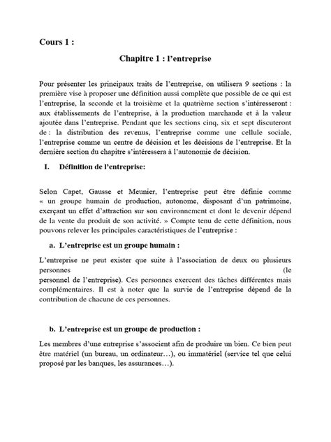 Cours 1 Introduction à La Gestion Pdf
