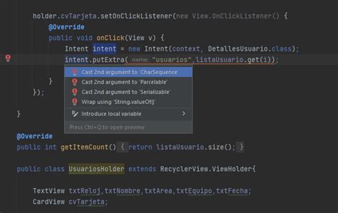 android falla en metodo setonclicklistener en cardview stack